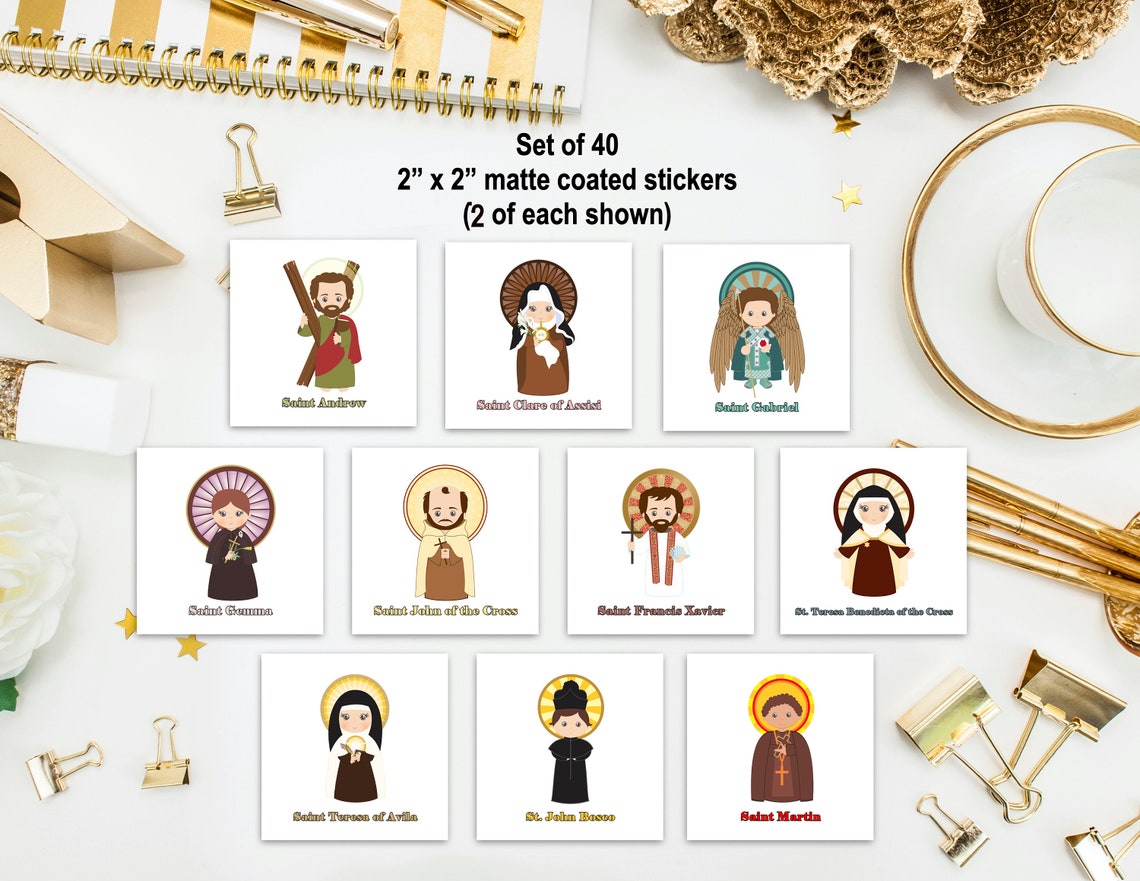 Set of 40 Saint Stickers SET 4. Kids Saint Stickers. First | Etsy