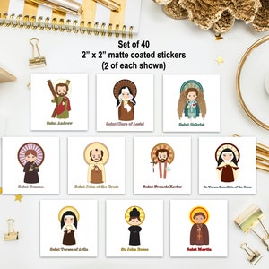 Set of 40 Saint Stickers SET 4. Kids Saint Stickers. First Communion ...