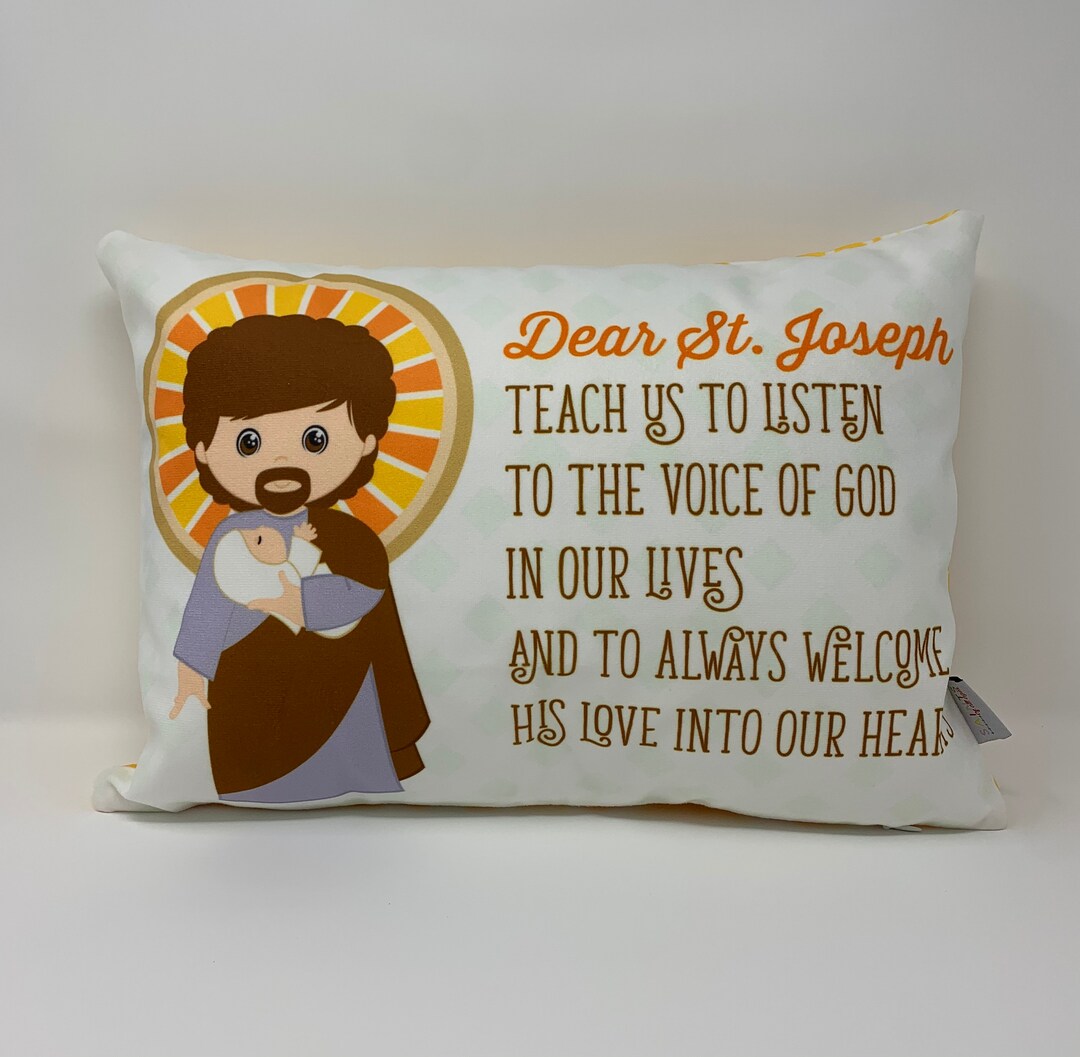Saint Joseph Pillow Pillow. Dear St Joseph Pillow. Baptism Gift. First ...