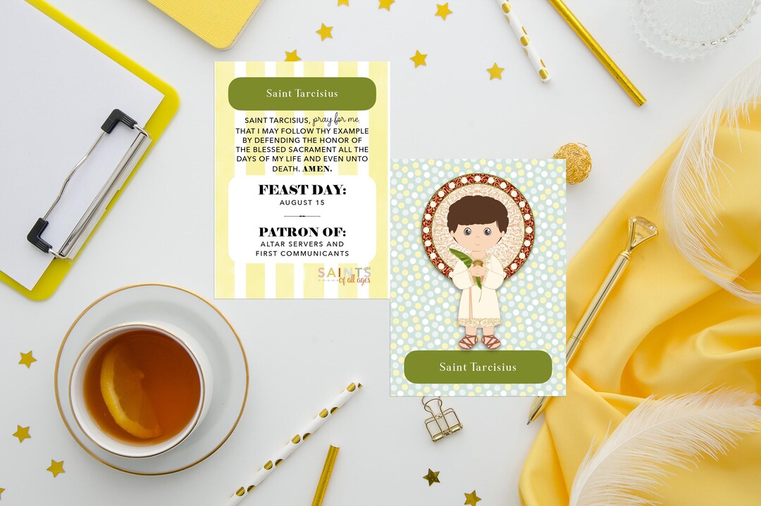 St Tarcisius Trading Card. Catholic Kid Prayer Cards. First Communion ...