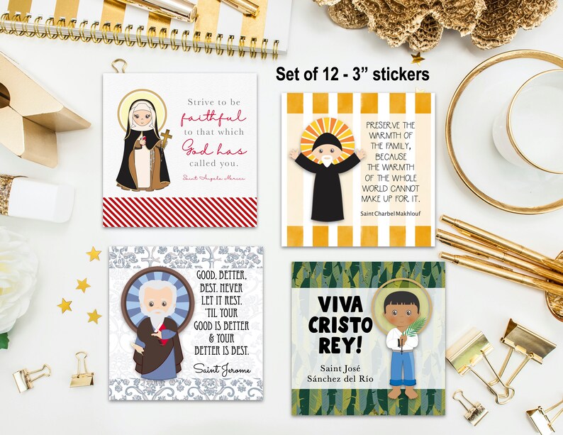 Set 4 of 12 3 Saint Stickers. Kids Saint Stickers. - Etsy