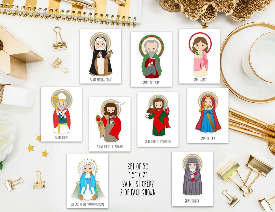 Set of 50 Saint Stickers SET 8. Kids Saint Stickers. First Communion ...