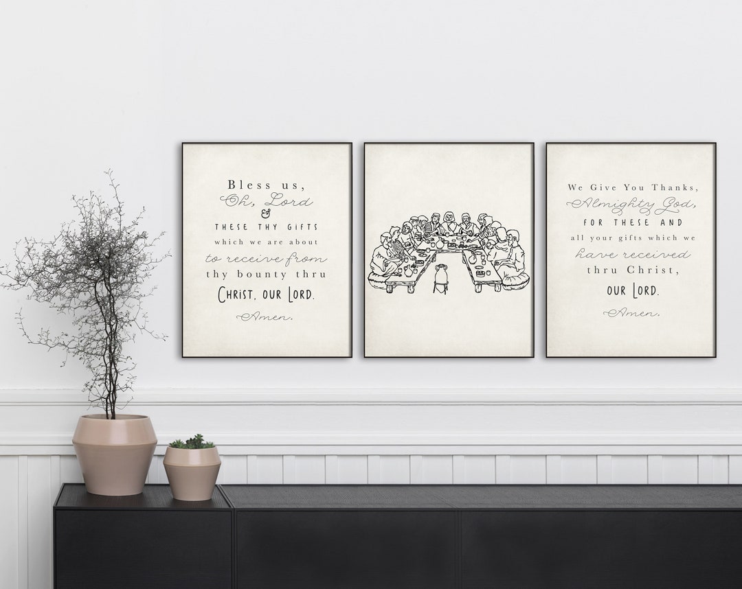 Set of 1, 2 or 3 Kitchen Prayer Prints. Bless Us Oh Lord. Last Supper ...