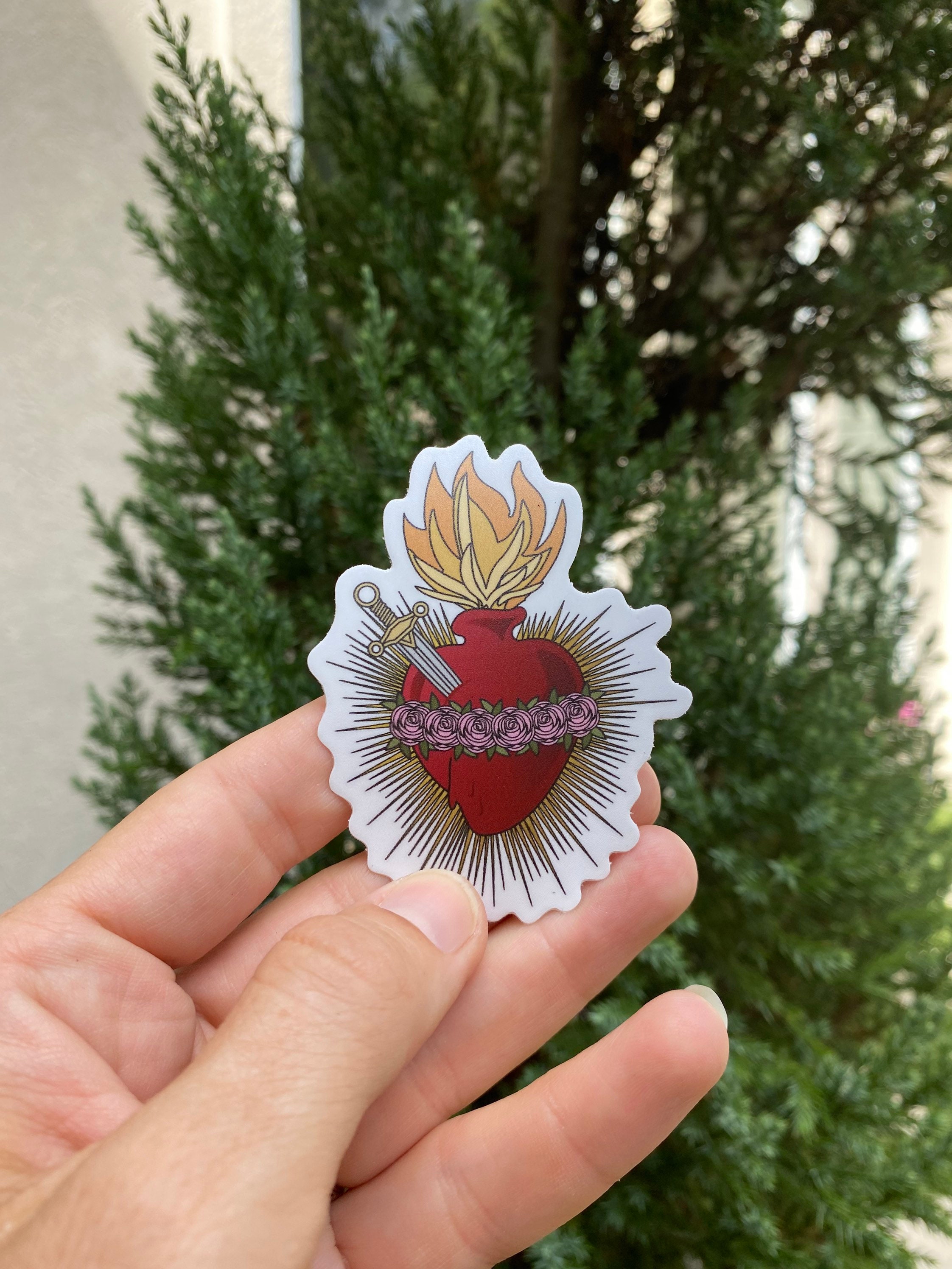 Set of 3 -2.5” Vinyl Waterproof Sacred Heart of Jesus, Mary & Joseph ...