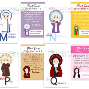 A to Z Saint Cards. Set of 26 A to Z Kids Saint Cards. First Communion ...