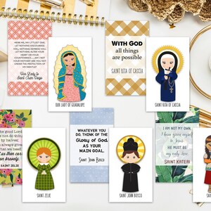 Set of 75 Saint Cards With Quotes. Kid Saint Keychain Set. First ...