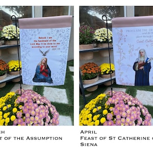 Set of 12 Catholic Garden Flags. Our Lady and Saint Themed Garden Flag ...