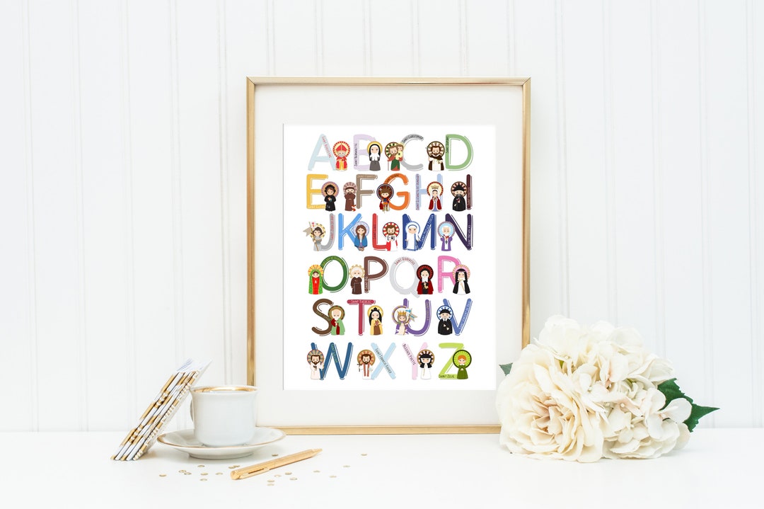 Saint ABC Poster Print. Catholic ABC Wall Art Poster. First Communion ...