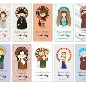 Set of 50 - 2x4" Saint Stickers With Feast Day. Kids Saint Stickers ...