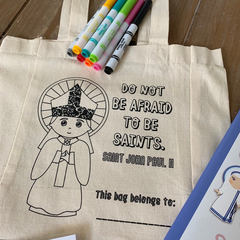 Mass Bag With Kids Coloring Tote Bag. Do Not Be Afraid to Be Saints ...