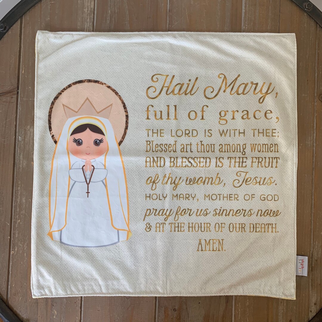 18" Hail Mary Ultra Soft Lovey Mini Blanket. Baby Prayer Blanket. Lovie ...
