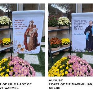 Set of 12 Catholic Garden Flags. Our Lady and Saint Themed Garden Flag ...