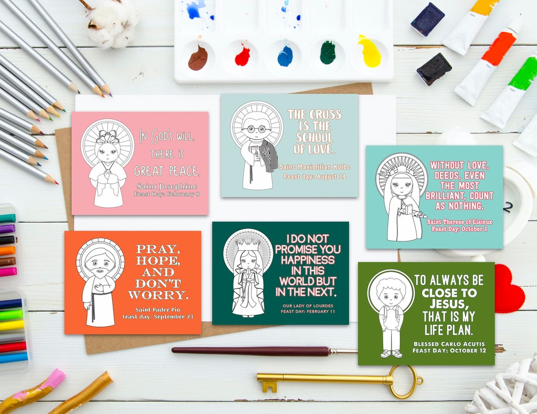 Set of 24 - 3" X 4" Saint Coloring Stickers. Kids Saint Stickers. First ...