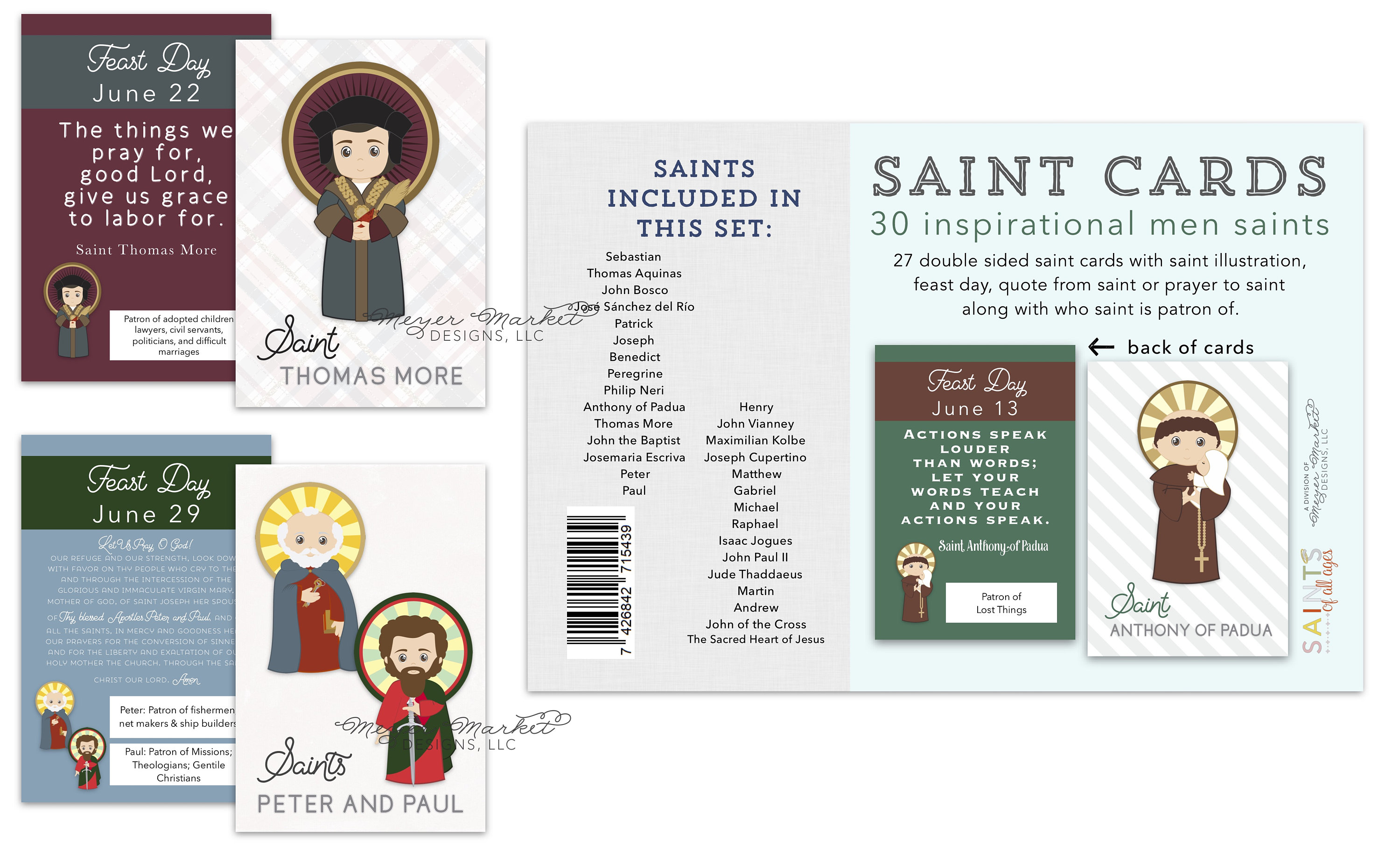 Inspirational Men Saints Learning Cards. Set of 27 Catholic | Etsy