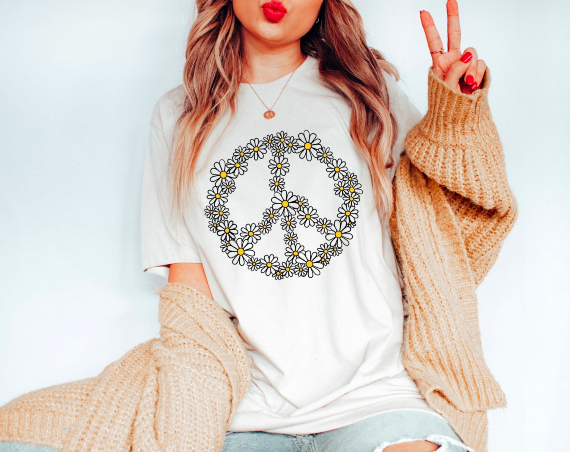 Daisy Peace Sign SVG Cut File - Etsy