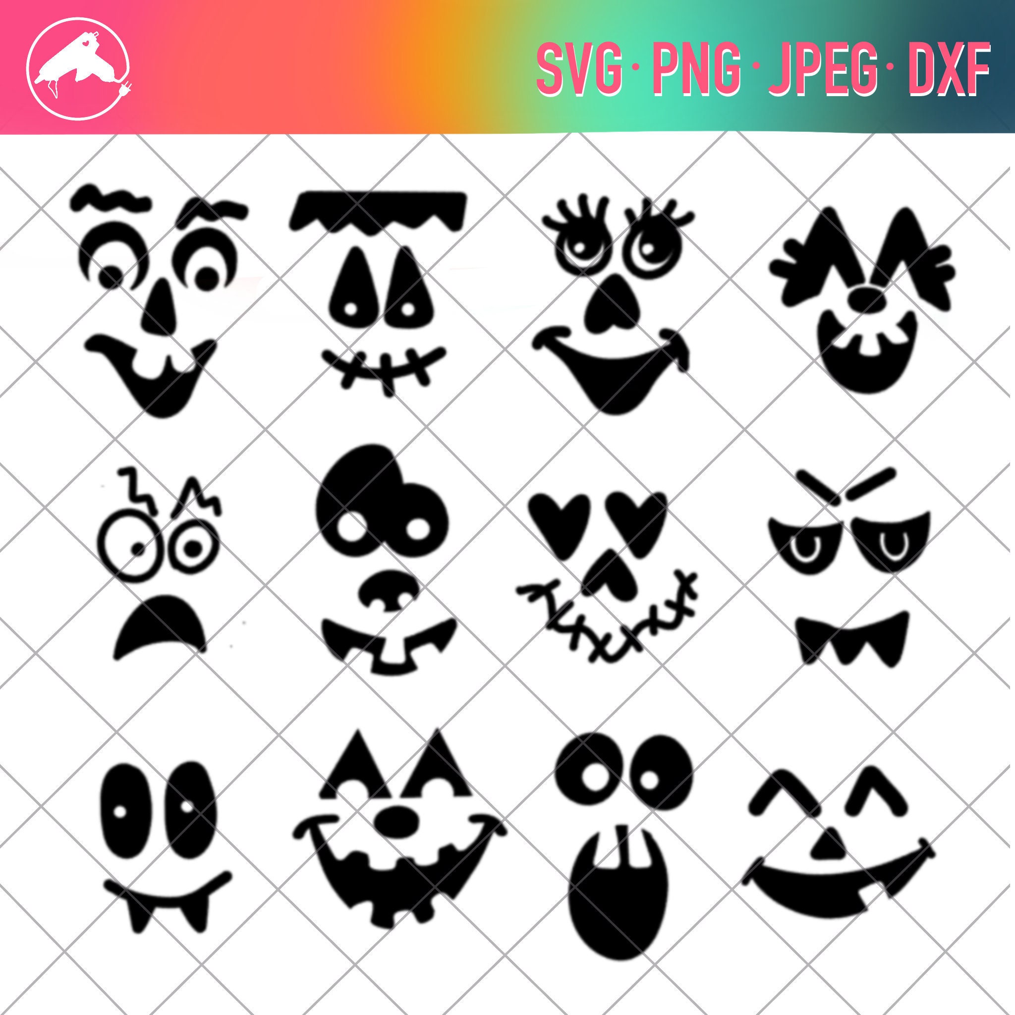 Jack O lantern faces cut file | Etsy