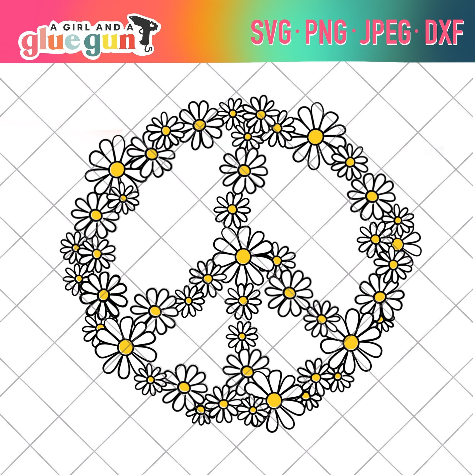 Daisy Peace Sign SVG Cut File - Etsy