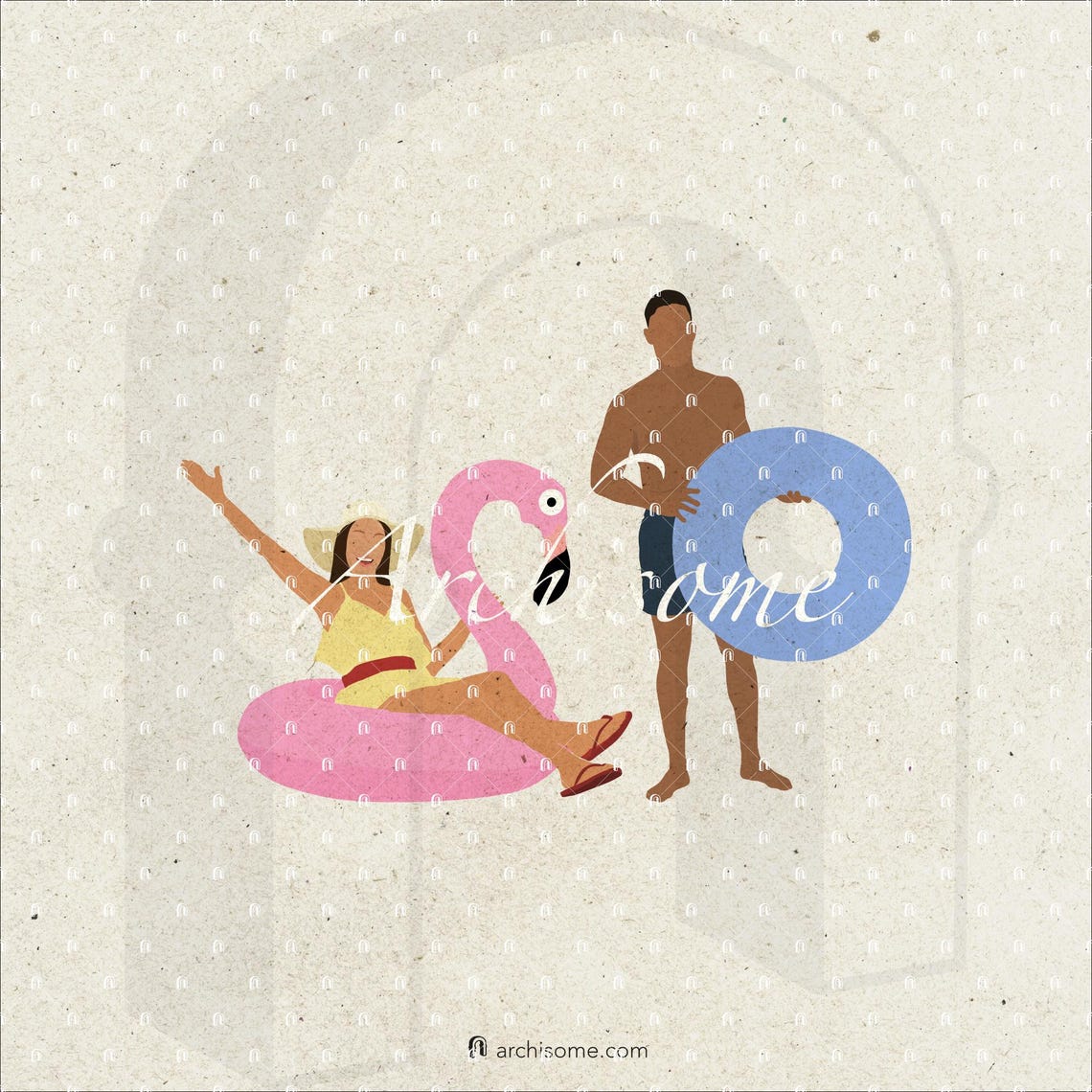 Flat Vector Beach People Clipart, SVG AI PNG Pdf, Cutout People ...