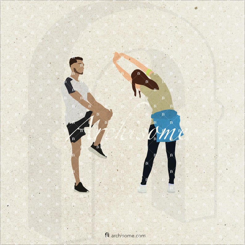 Flat Vector Fitness People Clipart, AI SVG PNG Pdf, Cutout Workout ...