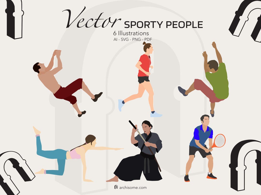 Flat Vector Sport People Clipart, AI - SVG - PNG - Pdf, Cutout Fitness ...