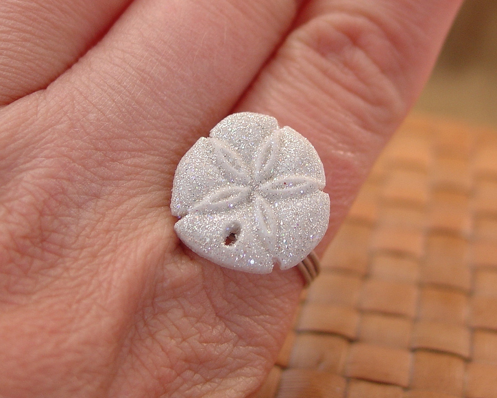 Sand Dollar Button Ring - Just for Fun - Made to Order - Any Size - Etsy