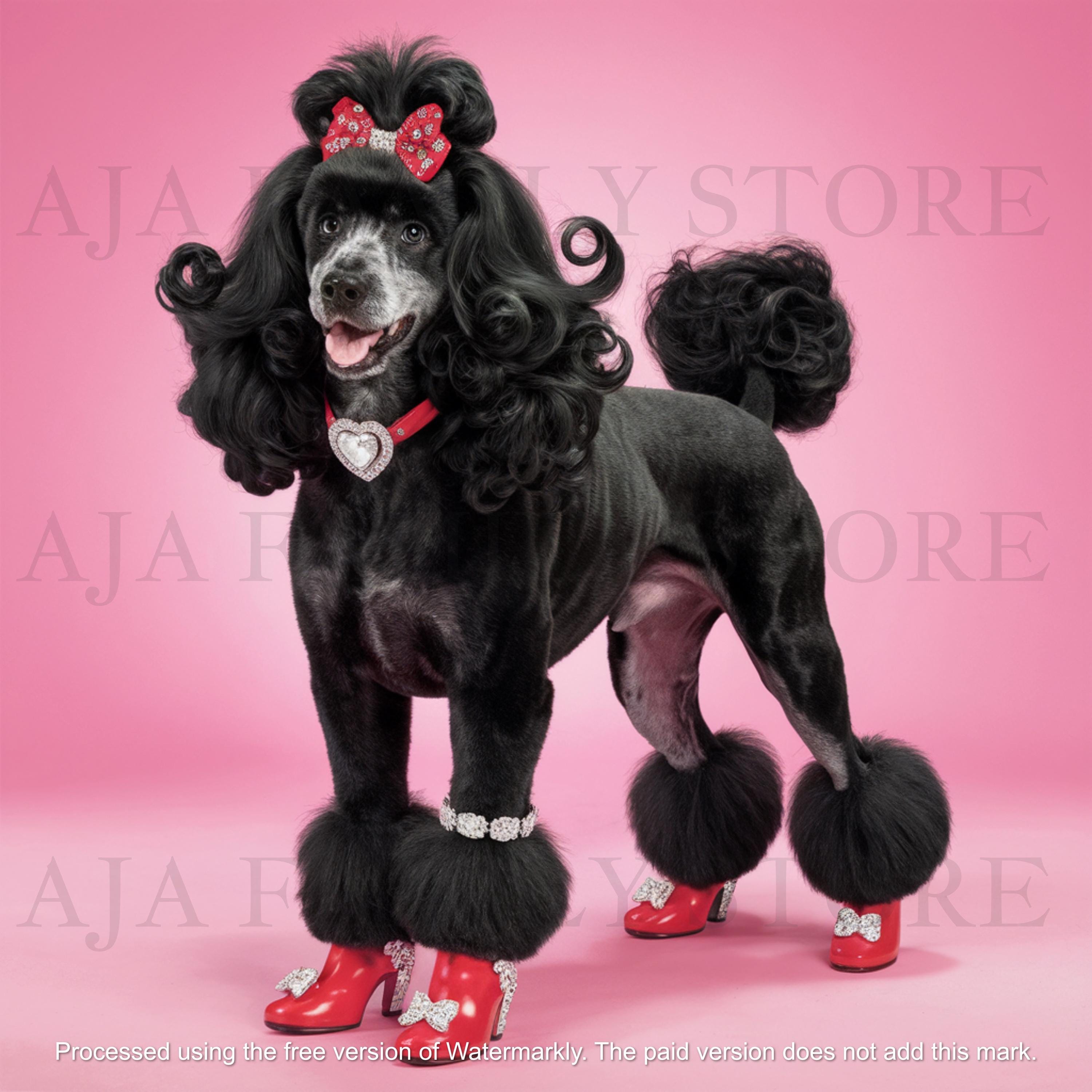 Glam Poodle Clip Art – Diva Dog PNG, Digital Download, Cute Poodle With ...
