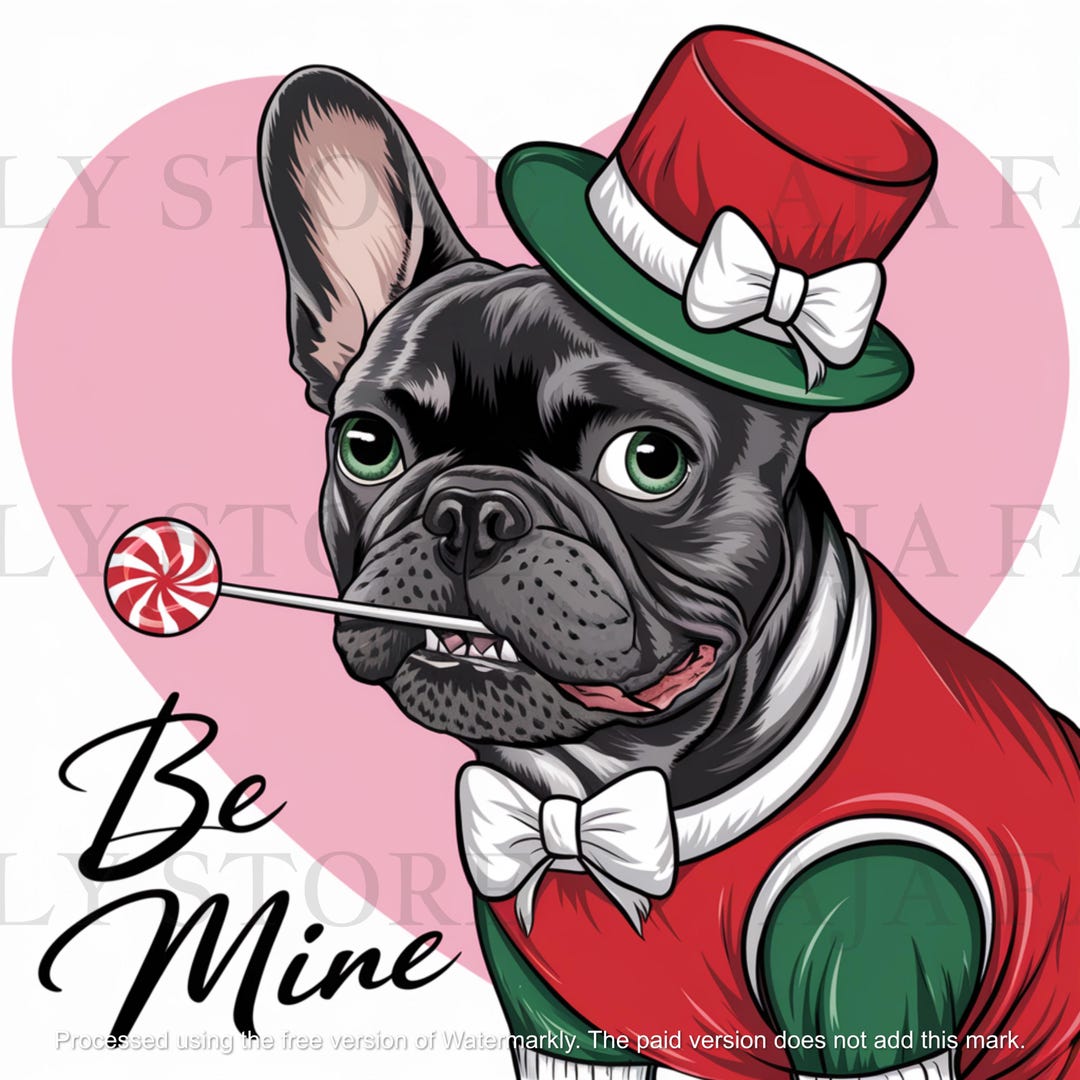 Valentine French Bulldog Clip Art – Cute Dog PNG, Digital Download, Be ...