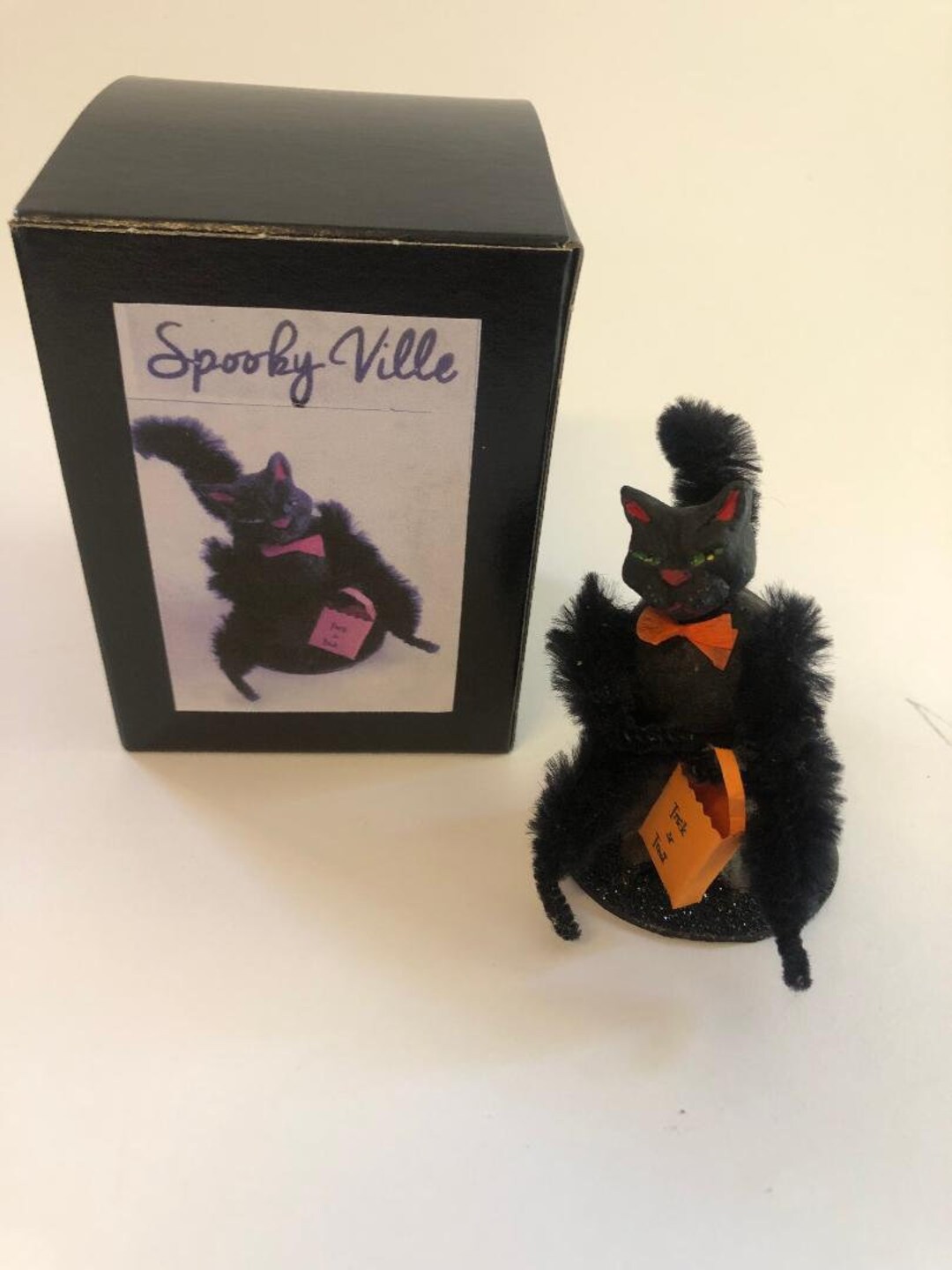 Spookyville Halloween Decoration Black Cat W Trick or Treat Bag on ...