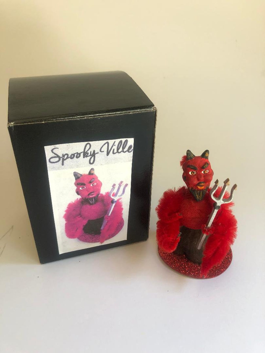 Spookyville Halloween Decoration Devil Sitting on Stump W Pitchfork 3 ...