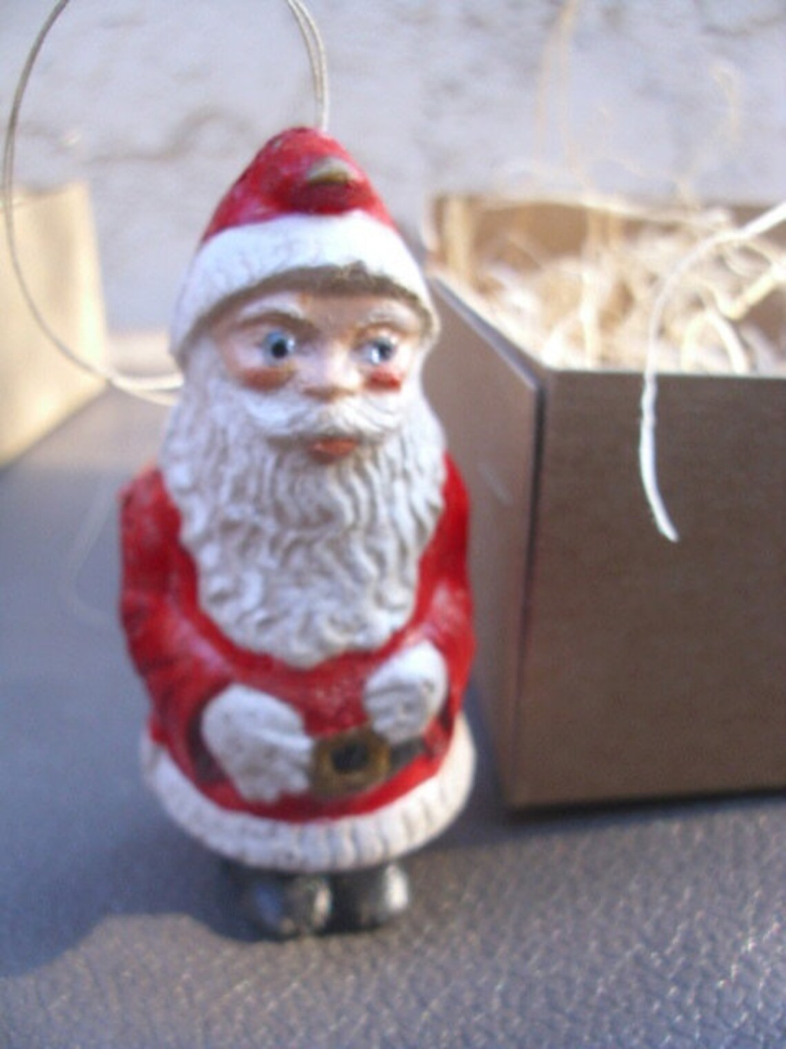 New 3D Paper Christmas Dresden Ornament White Santa Claus - Etsy