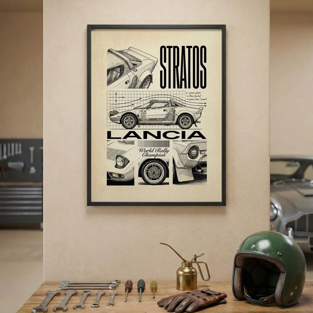 Lancia Stratos Poster, Retro Rally Car Art Print - Etsy