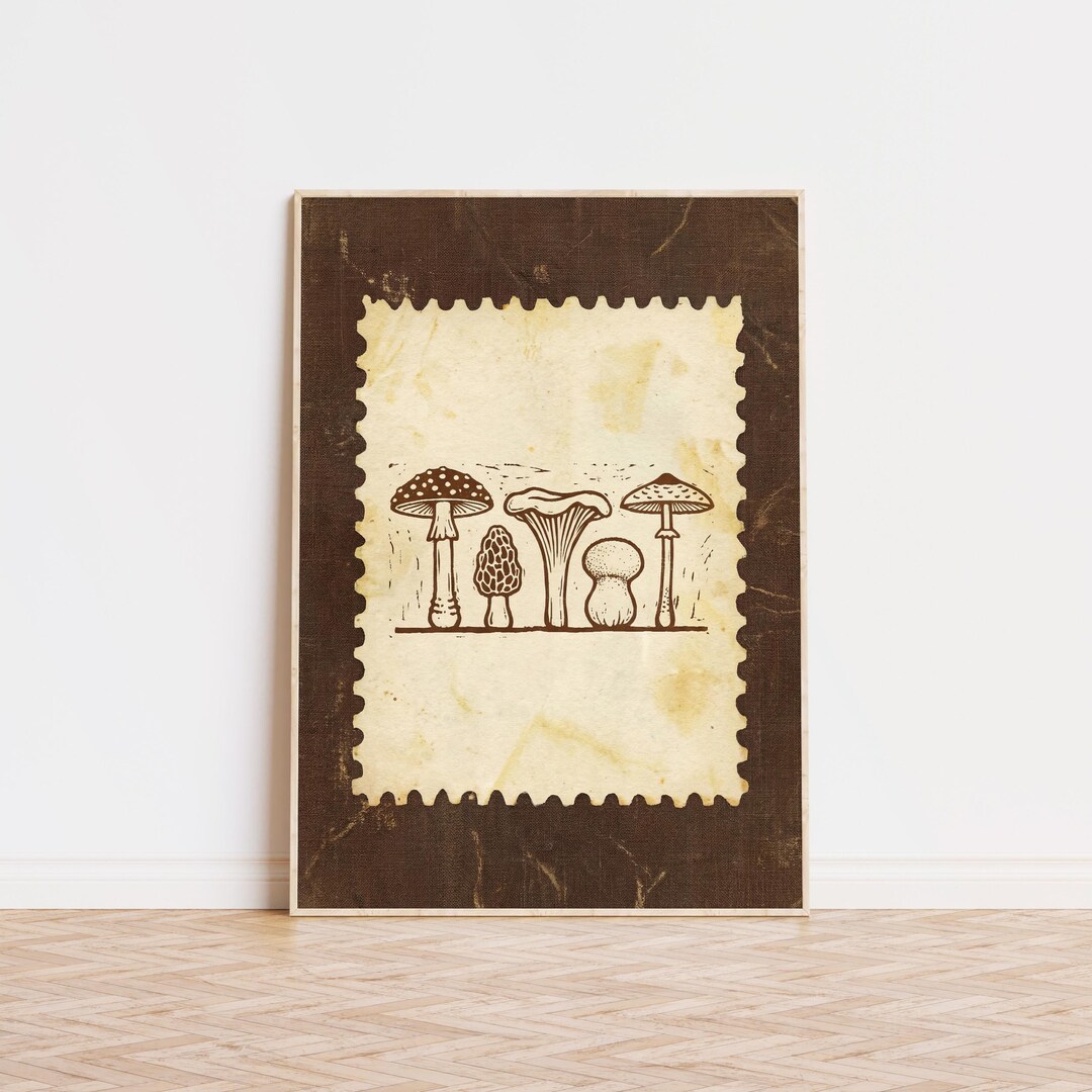 Vintage Mushroom Poster, Rustic Fungi Illustration, Kitchen Wall Art ...