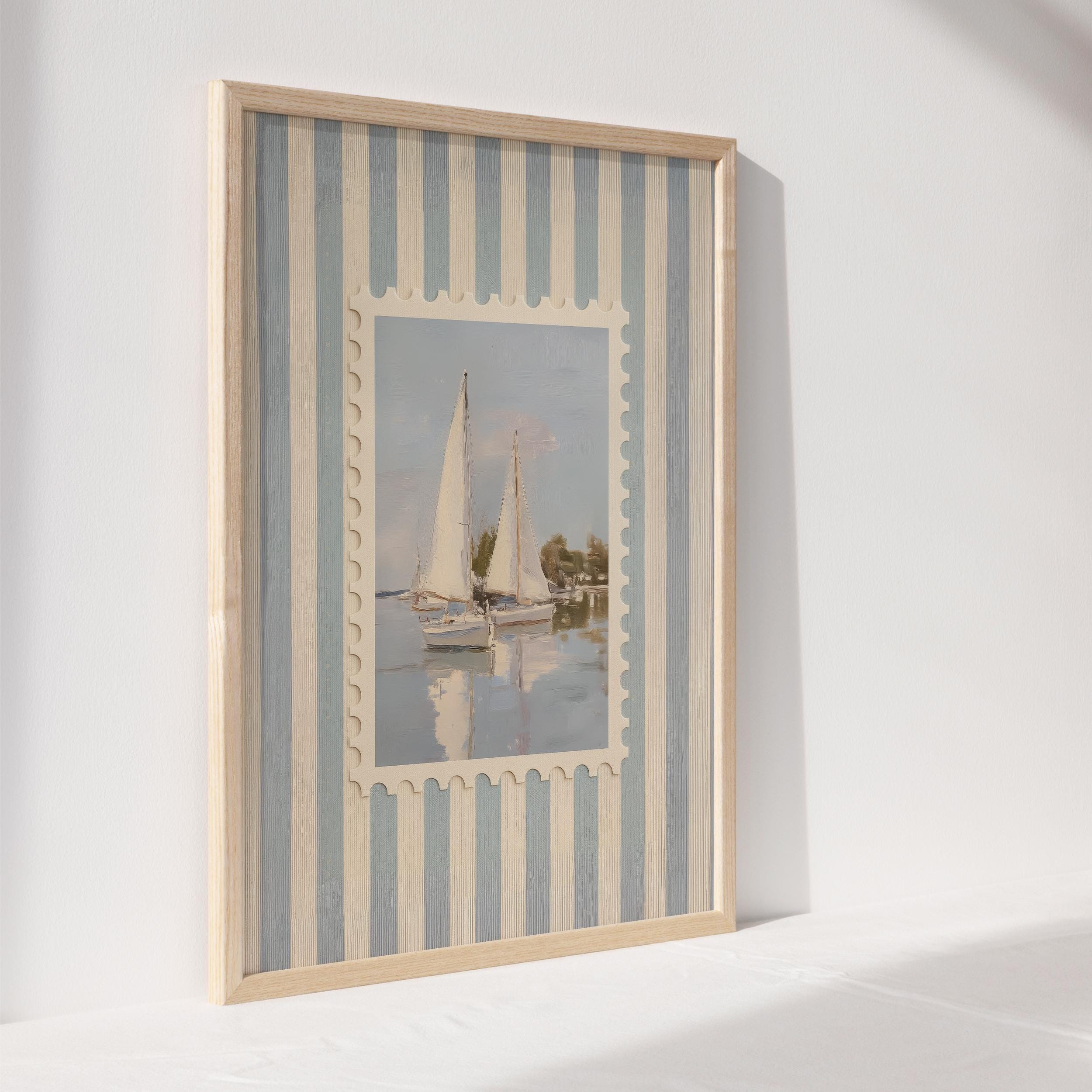 Sailing Striped Poster, Coastal Living Room Wall Art, Nautical Striped ...