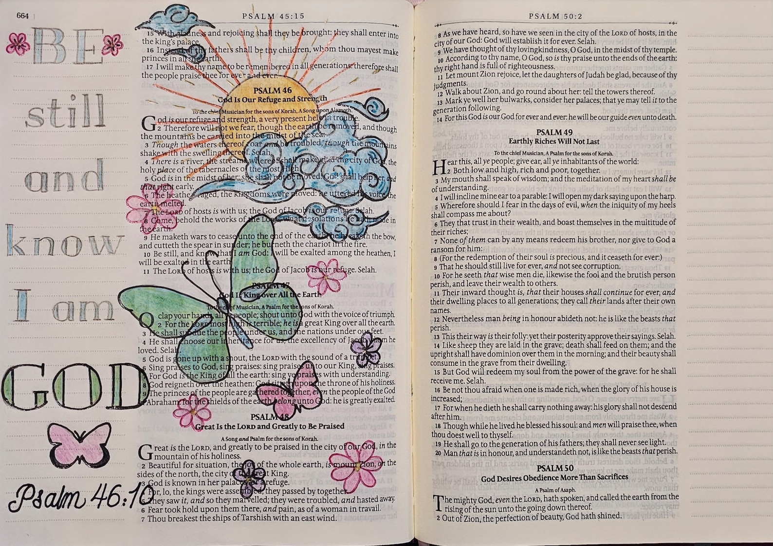 Bible Journaling Template - Be Still and Know I Am God - Psalm 46:10 ...