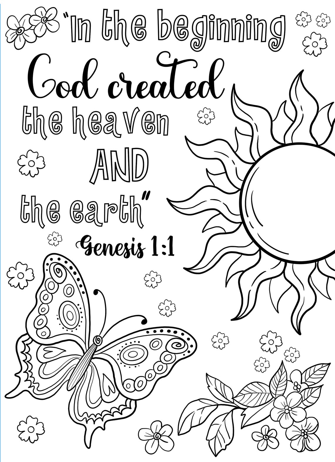 Bible Journaling Template in the Beginning God Created the Heaven and ...