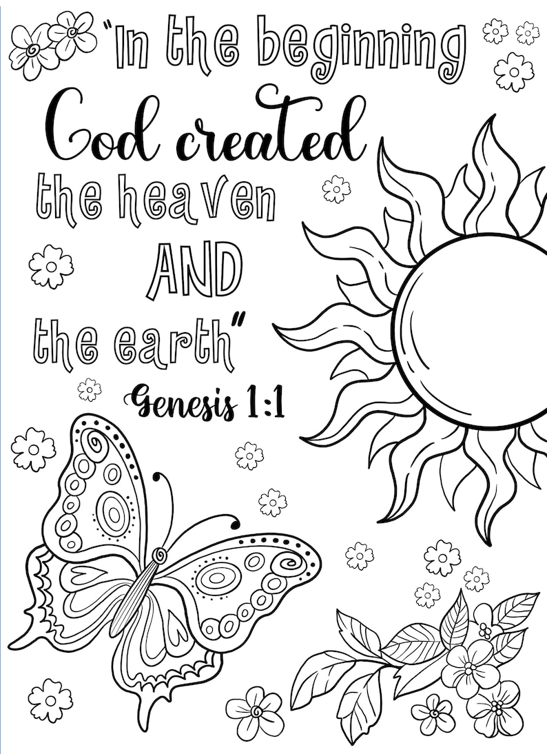 Bible Journaling Template in the Beginning God Created the Heaven and ...