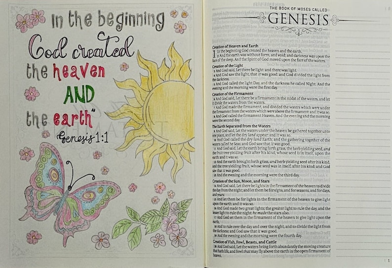 Bible Journaling Template - in the Beginning God Created the Heaven and ...