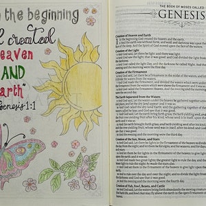 Bible Journaling Template in the Beginning God Created the Heaven and ...