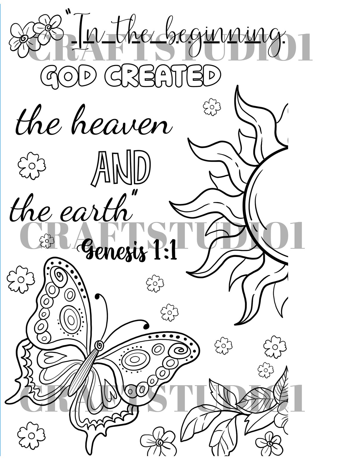 Bible Journaling Template - in the Beginning God Created the Heaven and ...