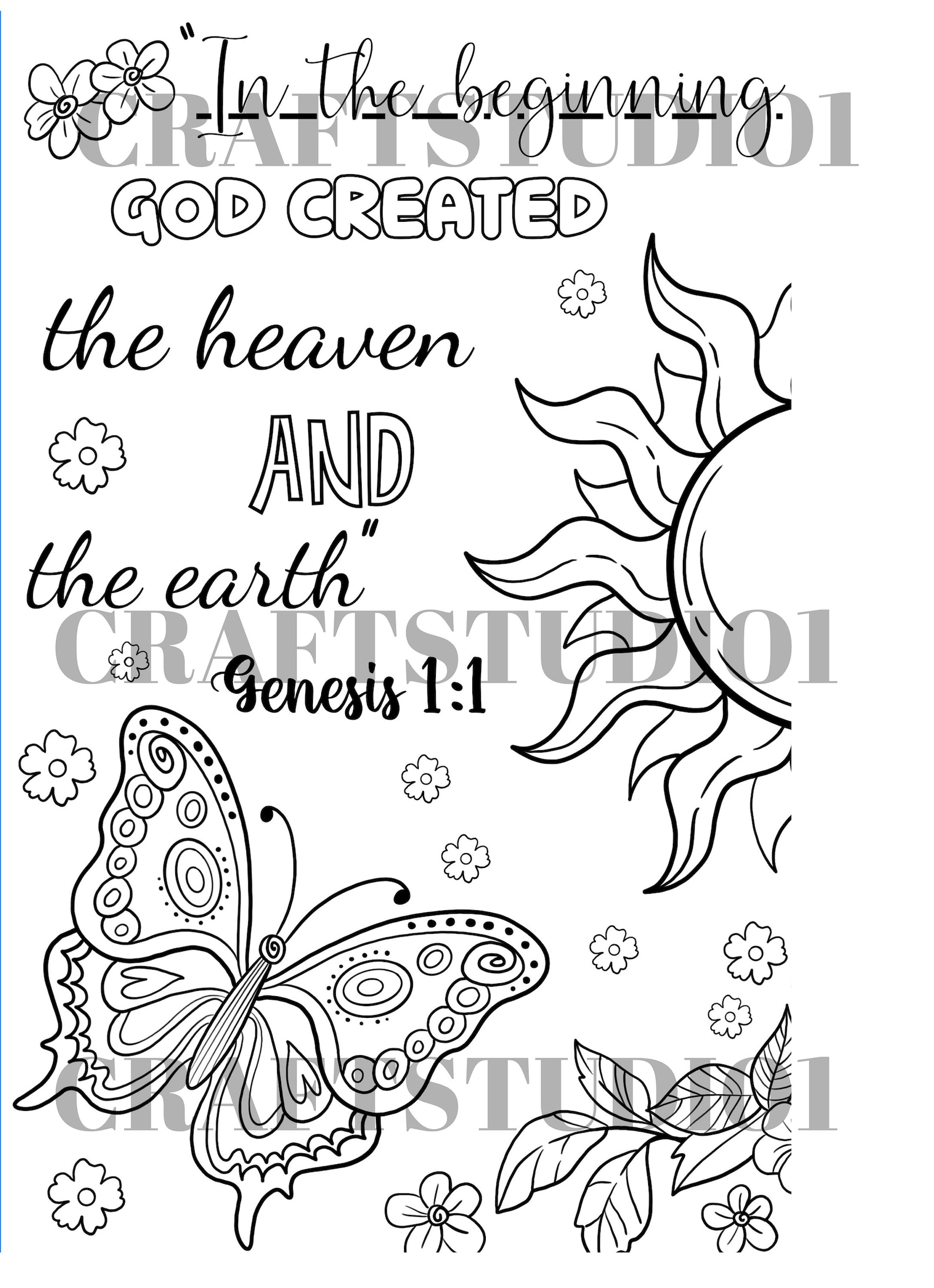 Bible Journaling Template - in the Beginning God Created the Heaven and ...