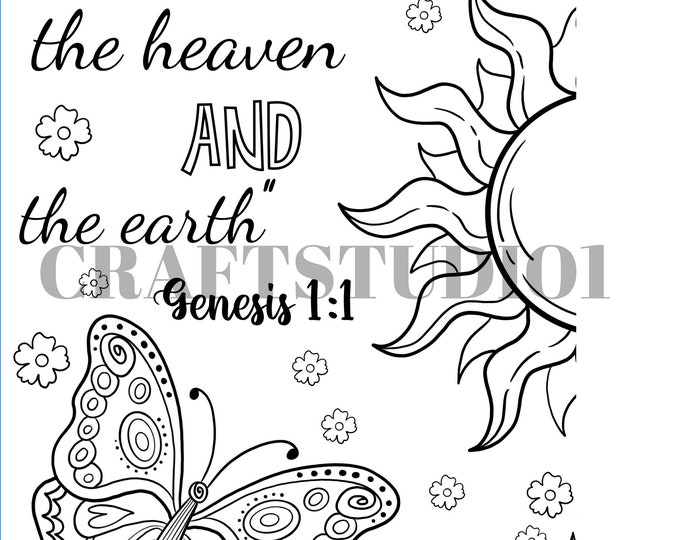 Bible Journaling Template - in the Beginning God Created the Heaven and ...
