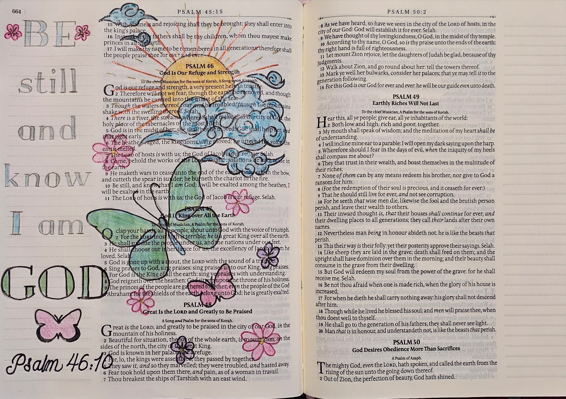 Bible Journaling Template - Be Still and Know I Am God - Psalm 46:10 ...