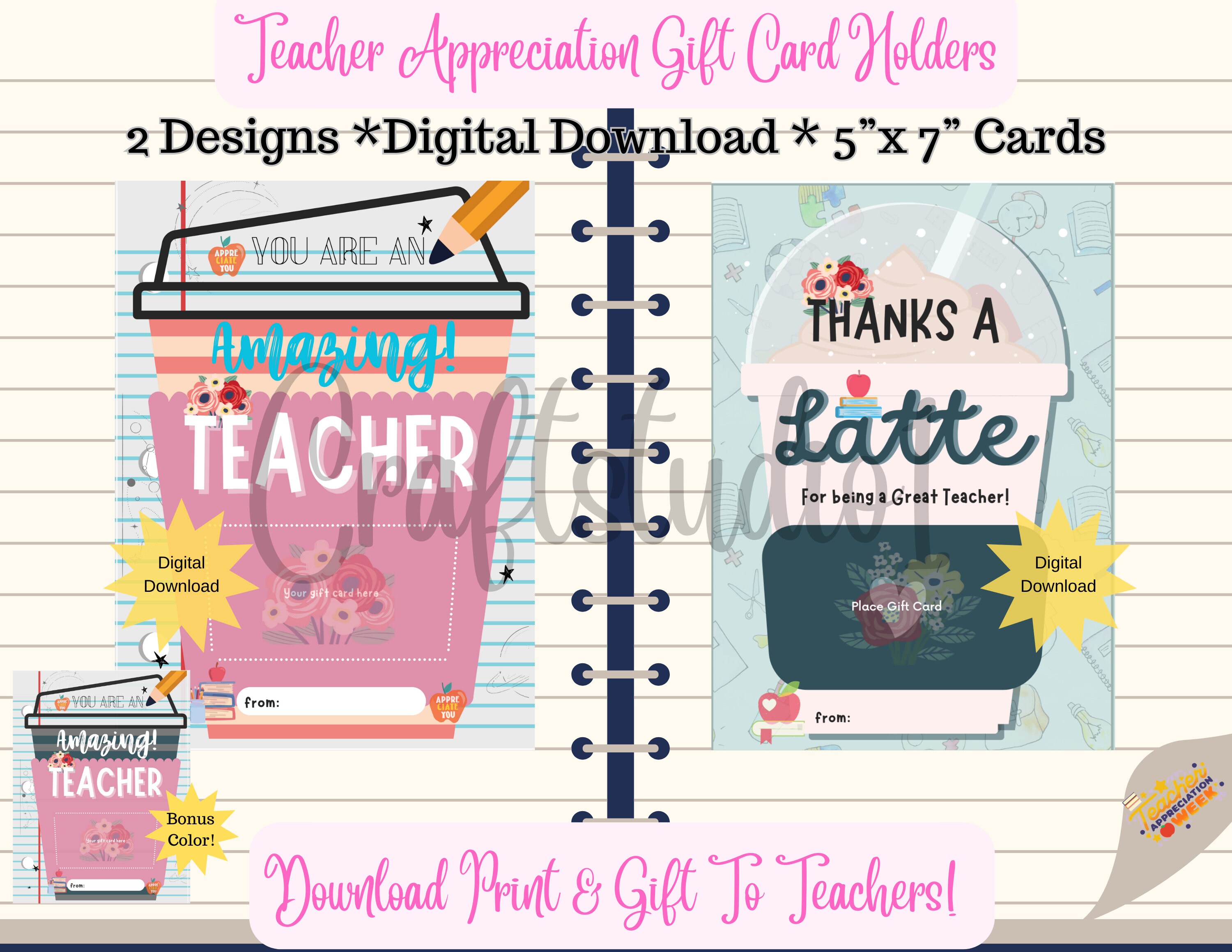 Teacher Appreciation Gift Card Holders Digital Download - Etsy