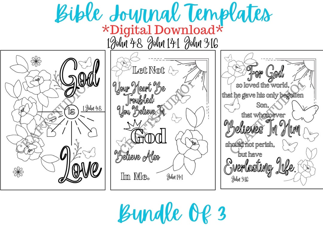 Bible Journal Templates - *bundle of 3* 1john 48 John 14:1 John 316 - Etsy
