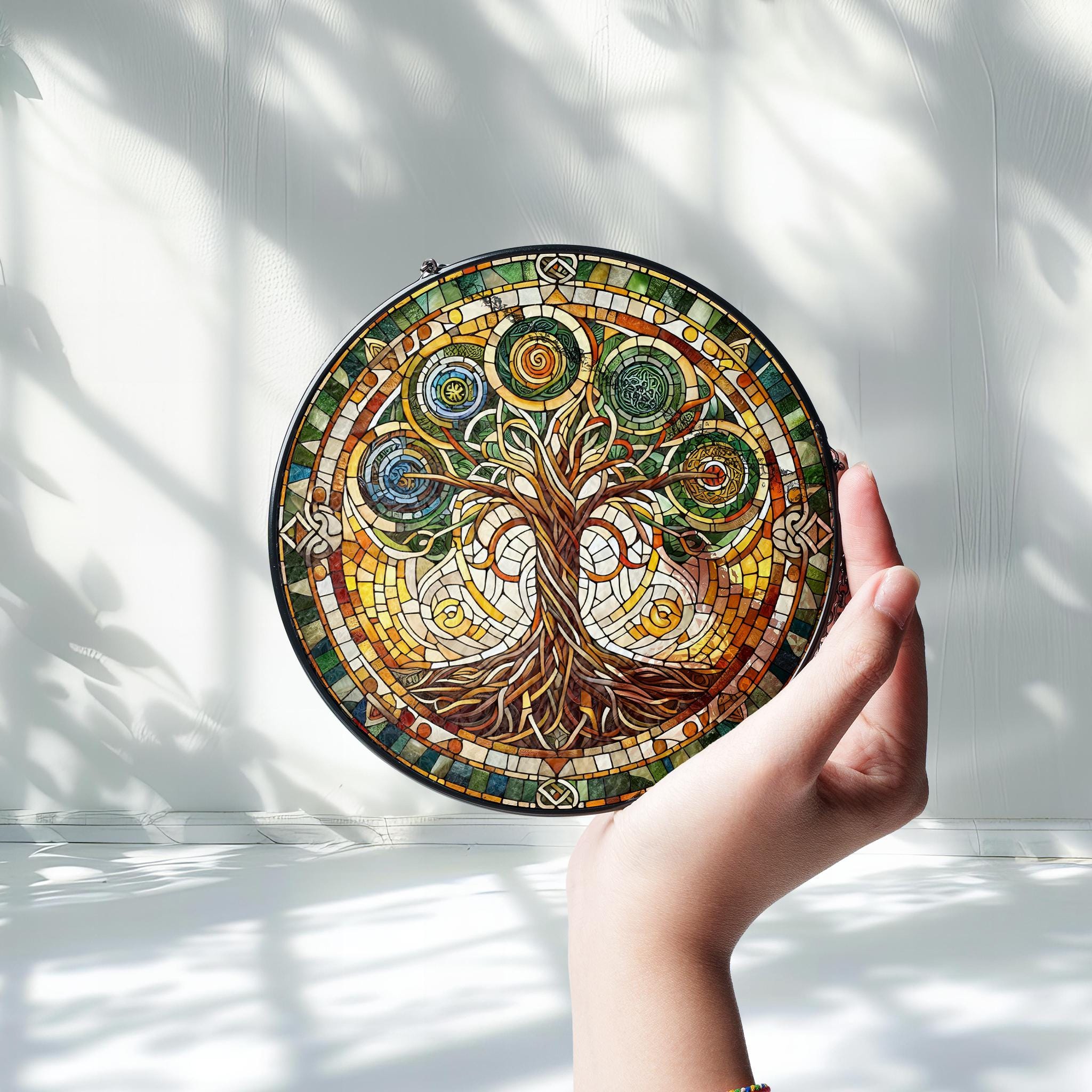 Celtic Tree of Life Glass Sun Catcher, Tree of Life Window Hanging ...