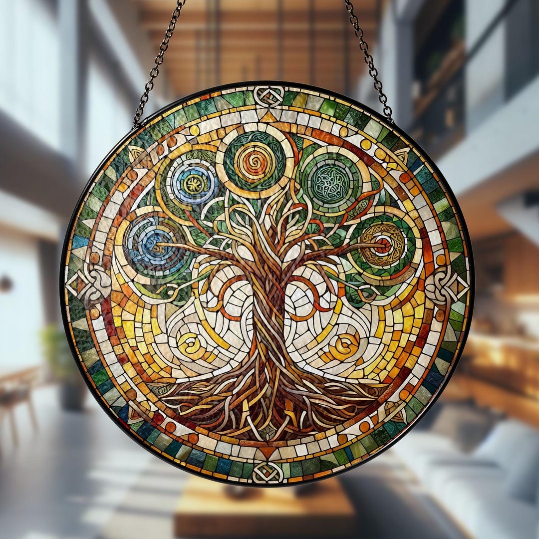 Celtic Tree of Life Glass Sun Catcher, Tree of Life Window Hanging ...