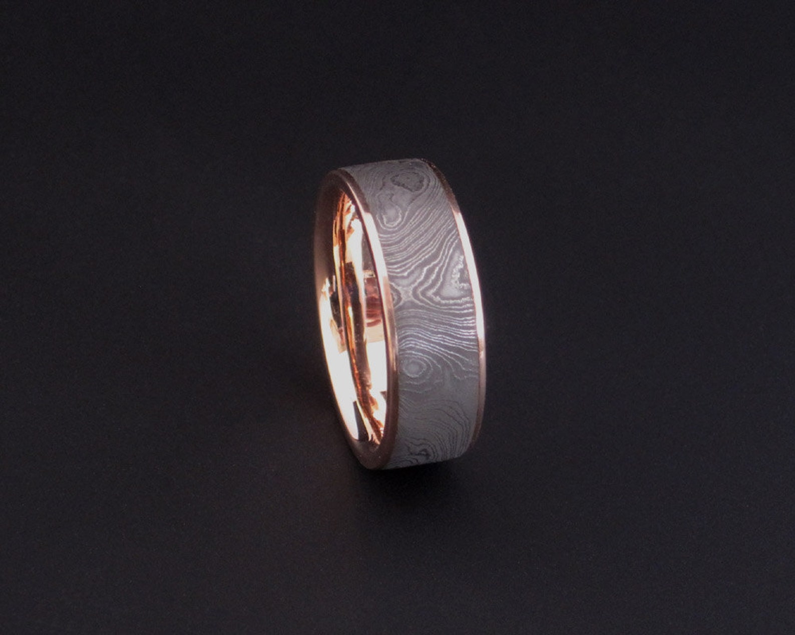 7mm Stainless Steel Damascus Ring in the 'banded Ladder' Pattern With ...