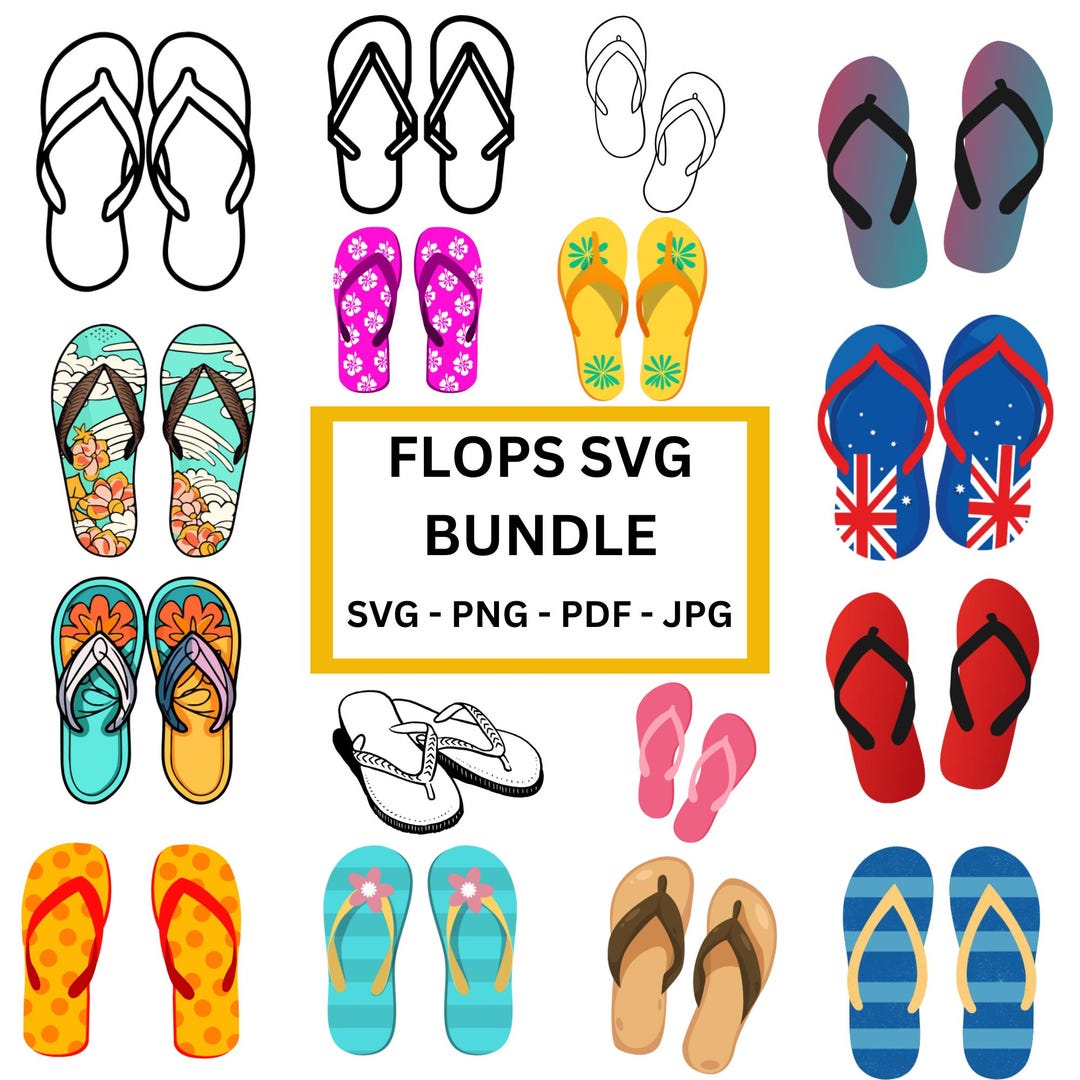 Flip Flops SVG Bundle | Summer Sandals Clipart | Beach Shoes SVG Files ...