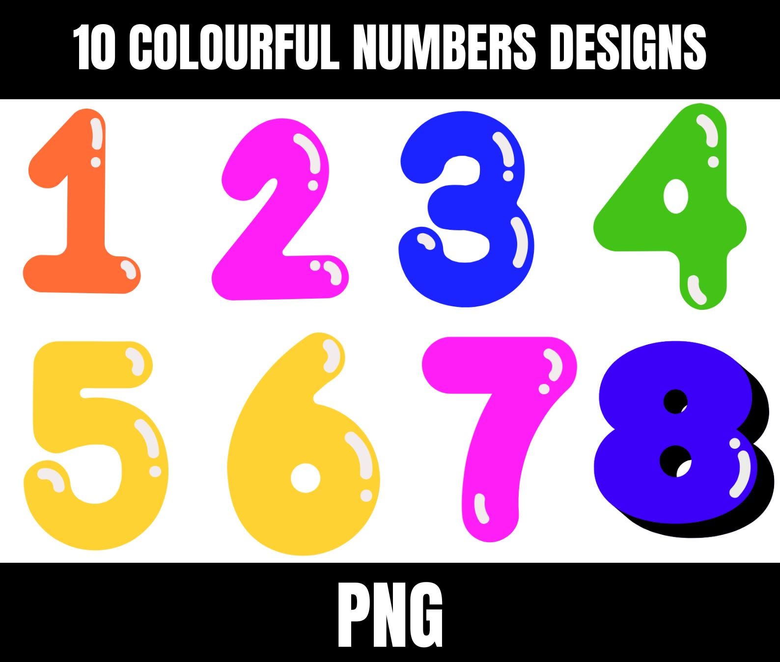 10 Colorful Numbers Design Pack - Vibrant PNG Graphics for Creative ...