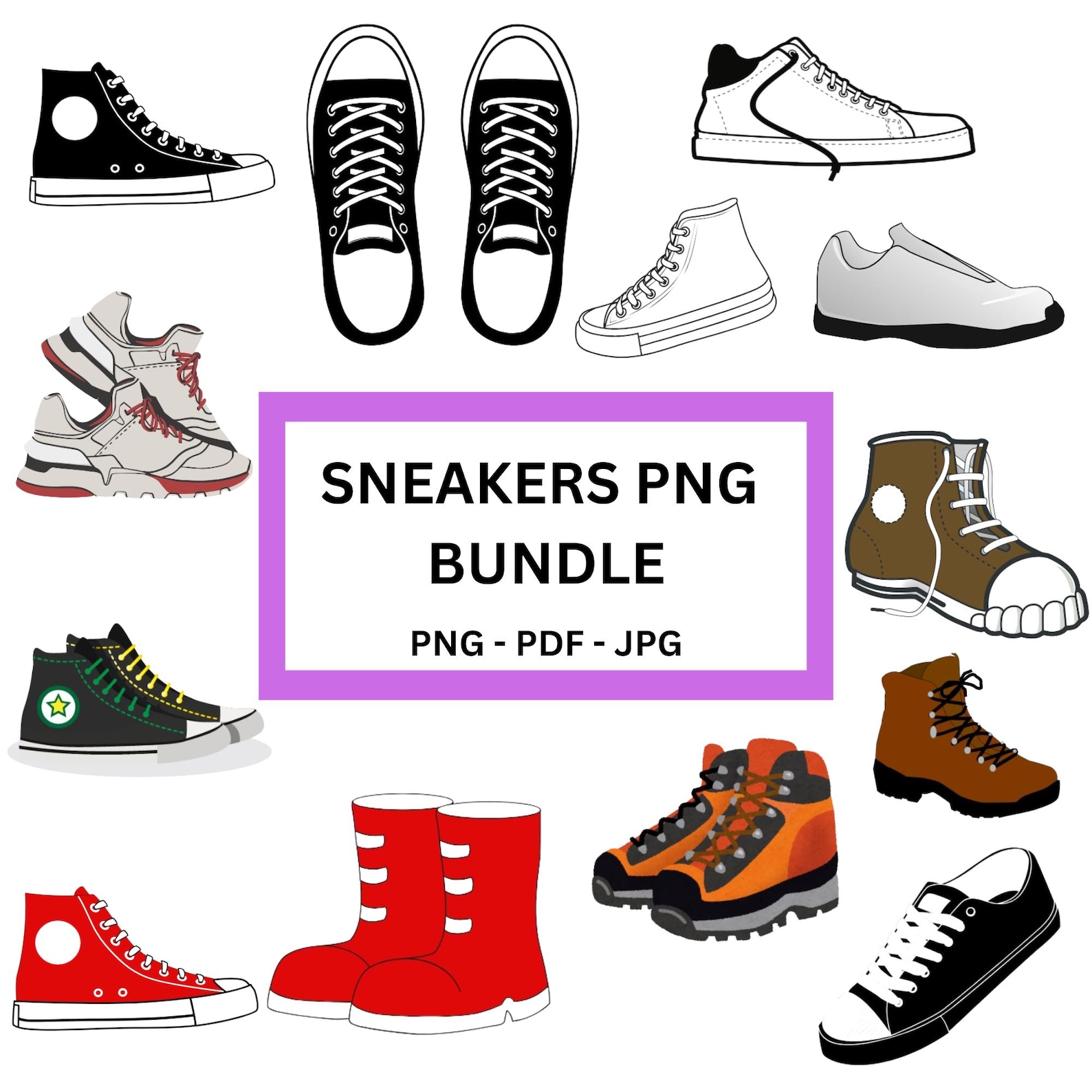 Sneakers Clipart Bundle: Shoe PNG, JPG, PDF Files (digital Download) - Etsy